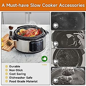 KOCWELL Slow Cooker Liners Compatible for Crock Pot 7-8 QT Oval, Easyjoy for Crock Pot Liners For 7 Quart Oval Slow Cookers, Reusable Silicone Slow Cooker Liner For Crock Pot Insert, Dishwasher Safe BPA Free