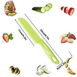 jawbush Lettuce Knife for Kids, 8.7" Plastic Kids Safe Knives Set, Serrated Paring Knife for Cutting Fruits, Bread, Brownies, Veggies and More, Nylon Knives for Nonstick Pans, 3 Pcs