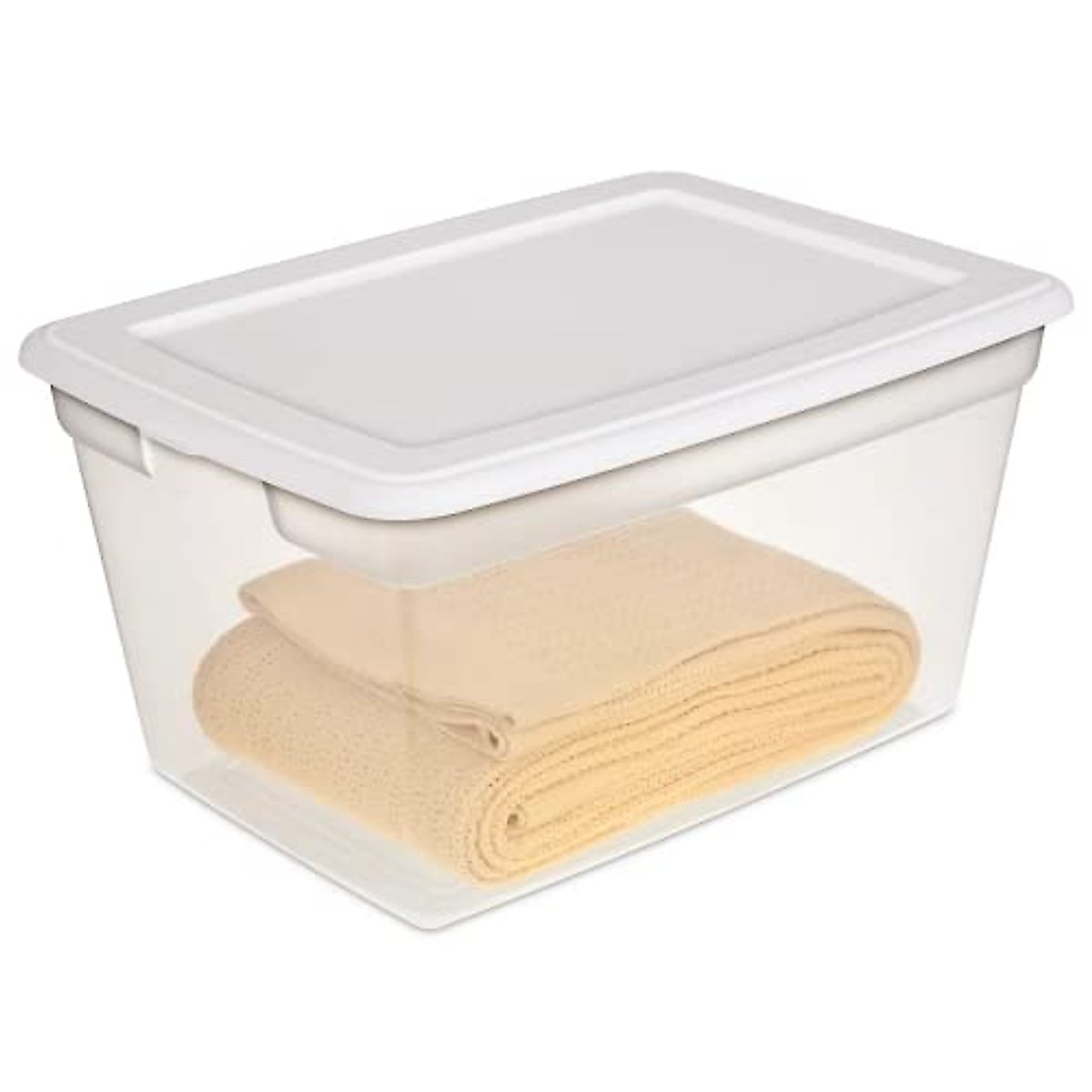 58 Qt Storage Box Clear Base White Lid Set of 8, QH 311