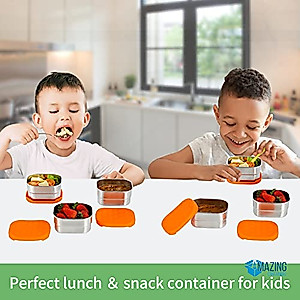 Amazing Containers| Set of 3 Stainless Steel Containers with Silicon Lids | condiments containers |On the go fruits and Snack Containers for Toddlers and Kids | Leakproof BPA Free | 8 oz (1 cup) each