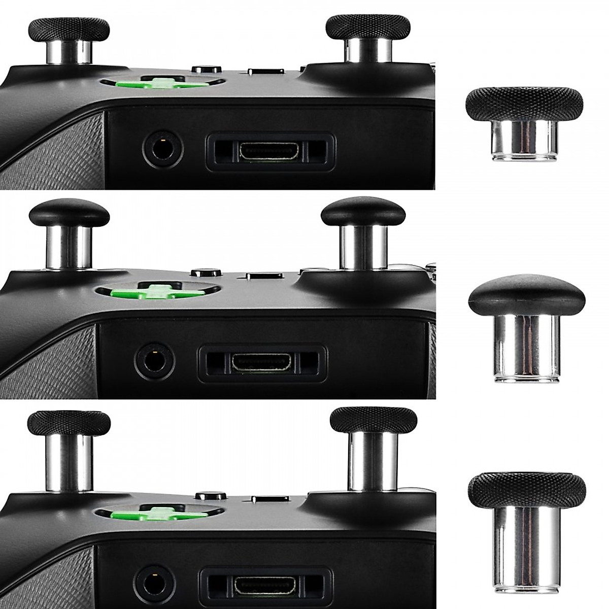 eXtremeRate 8 in 1 Metal Magnetic Black Thumbsticks Analogue Joysticks Replacement Repair Kits for Xbox One S X Elite PS4 Slim Pro Controller with T8H Cross Screwdrivers