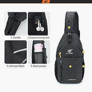 SKYSPER Sling Bag Crossbody Backpack - Chest Shoulder Cross Body Bag Travel Hiking Casual Daypack for Women Men(Black)