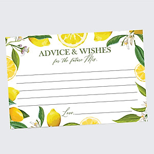 Lemon Theme Advice and Wishes Cards, Set of 50, Advice Cards for Bridal Shower, Bridal Shower Advice Cards