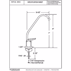 Westbrass D2031-NL-62 8" Touch-Flo Style Pure Cold Water Dispenser Faucet, Matte Black