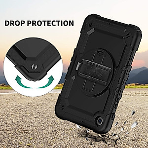 BLOSOMEET Case for Samsung Galaxy Tab S6 Lite 10.4" 2024/2022/2020 with Screen Protector S Pen Holder,Heavy Duty Case for S6 Lite Tablet P620/P625/P610/P613 with Stand Hand Shoulder Strap,Black