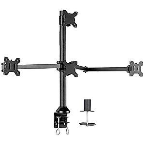 VIVO Steel Quad LED LCD Computer Monitor Heavy Duty Desk Mount, 3 Plus 1 Fully Adjustable Stand, Holds 4 Screens up to 32 inches, STAND-V104A