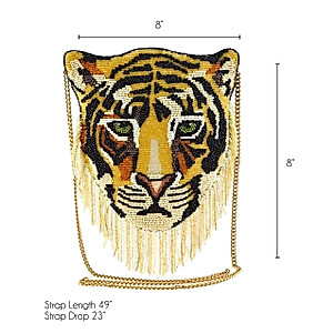 Mary Frances Accessories – Crossbody Handbag – Rajah Tiger Beaded Purse for Women – 8 in. x 0.5 in. x 8 in