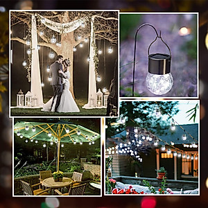 10-Pack Hanging Solar Lights Outdoor, Solar Powered Cracked Glass Ball Light, Decorative Globe Lighting Outdoor Waterproof with Handle for Garden, Tree, Holiday Decoration, Cool White