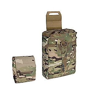 IDOGEAR Molle Dump Pouch Tactical Molle Pouches Foldable Drawstring Mag Pouches for Battle Belt Backpack Utility Folding Dump Pouch Waist Bag (camo)