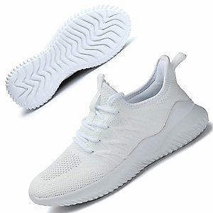 Women's Running Shoes Kids Slip on Tennis Walking Sneakers Lightweight Breathable Comfort Work Footwear Gym Trainers White