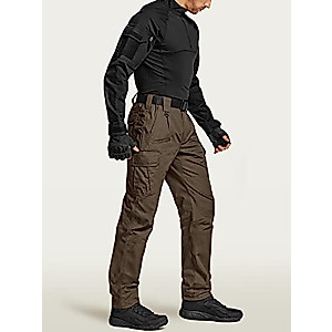 CQR Men's Tactical Pants, Water Resistant Ripstop Cargo Pants, Lightweight EDC Work Hiking Pants, Outdoor Apparel, Duratex Ripstop Tundra, 38W x 32L