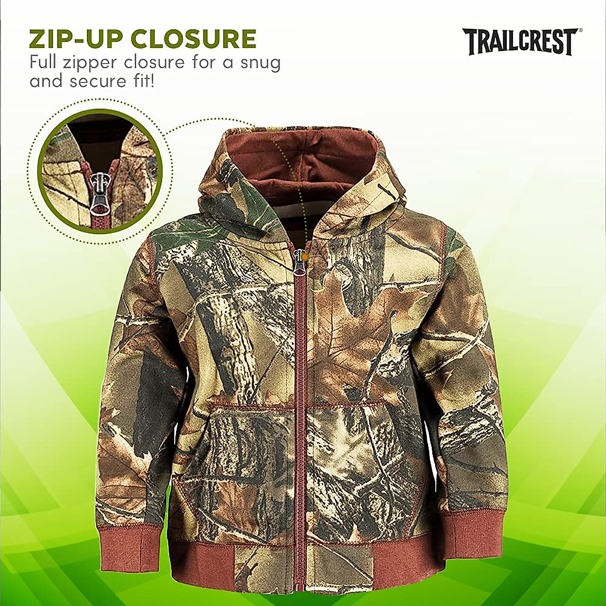 TrailCrest by Treel Infant-Toddler Cotton Full Zip Hoodie Sweatshirt Jacket & Pants Set Tracksuit, 5T, Camo