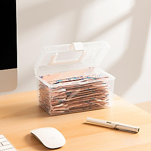 Haofy Clear Storage Box, Portable Plastic Container for Stationery Sewing Art Craft Jewelry with Lid (M)