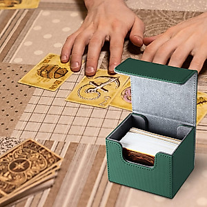 Yookeer 4 Pieces Leather Deck Card Boxes Cards Deck Game Box for Collectible Playing Card Box Compatible with MTG Commander(Black, White, Red, Green,Horizontal)