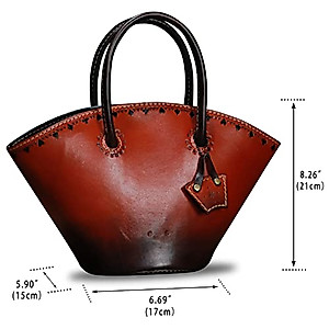 Genuine Leather Small Handbag Satchel for Women Handmade Retro Crossbody Bag Little Purses for Ladies (Red)