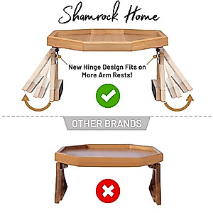 Clip On Tray Sofa Table for Wide Couches. Couch Arm Tray Table, Portable Table, TV Table and Side Tables for Small Spaces. Stable Sofa Arm Table for Eating and Drink Table (Natural)