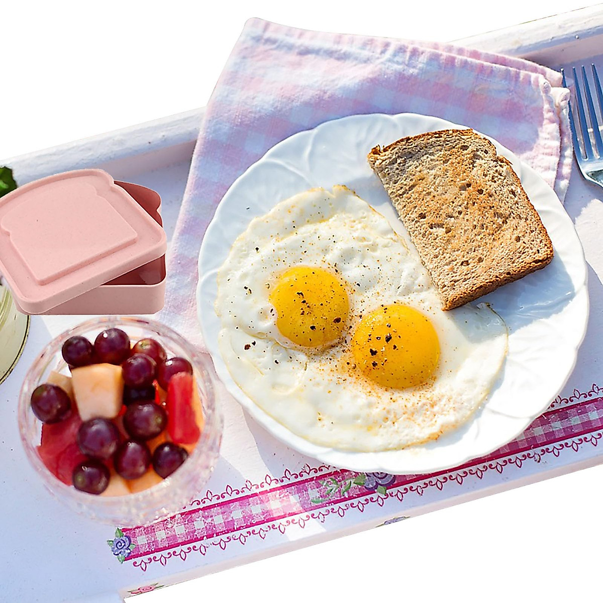 Sandwich Containers, 4 Pcs Sandwich Containers for Lunch Boxes Toast Shape Sandwich Box Reusable Food Storage Box with Lid for Lunch Prep Bread Snack Meal Microwave Dishwasher Safe (Colorful)