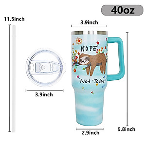 ZNYYZYBA 40 oz Tumbler with Handle and Straw Sloth Tumbler with Handle Insulated Leak Proof Travel Coffee Mug, Reusable Sloth Gift Tumblers