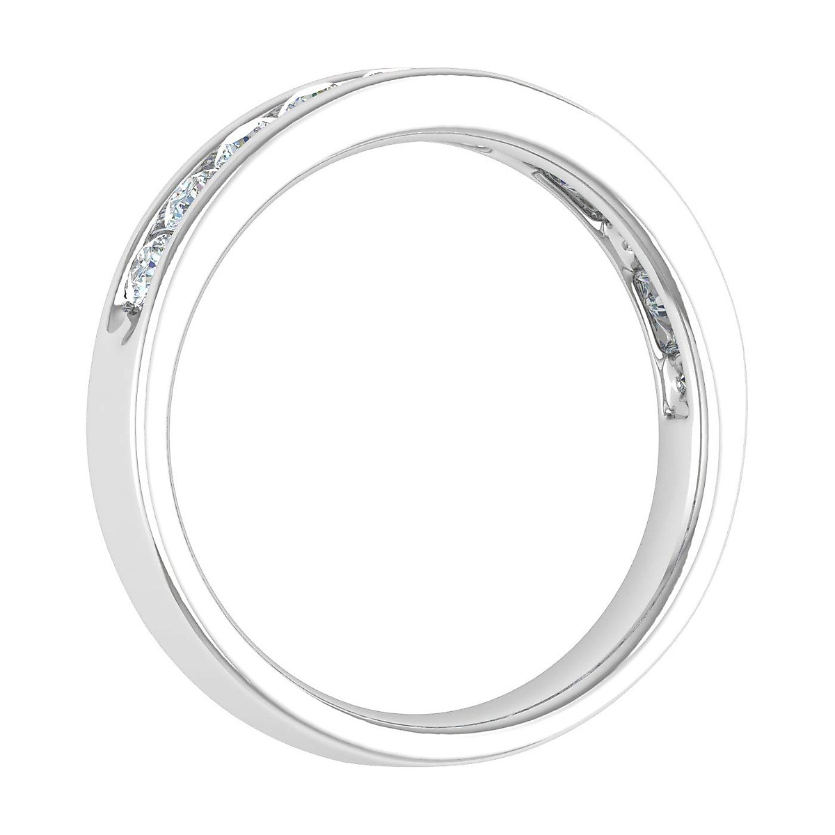 0.60 Carat Channel Set Diamond Wedding Band Ring in 14K White Gold (Ring Size 6.25)