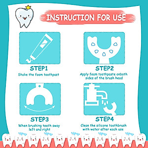 6 Pieces Kids U Shaped Toothbrush Kids Toothbrush Soft Silicone Kid Toothbrush Manual Toddler Toothbrush Whole Mouth Toothbrush U Type Toothbrush with Handle for Children 2-6 Years Old, Pink, Blue