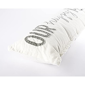 Mud Pie Our Happy Long Pillow, 1 Count (Pack of 1), White