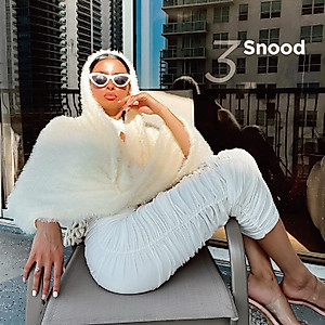 KM CHOICE ONE Scarf: Infinity Scarf, Faux Fur Giving Shawl for Women Winter Warm, Wraps for Men, Christmas Gift, Soft & Fluffy Scarf in Gift Box (Ivory)