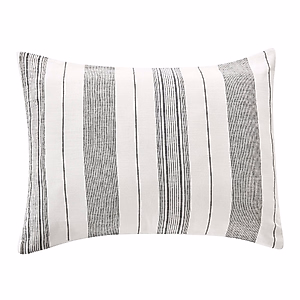 Levtex Home - Monroe Stripe Duvet Cover Set - Full/Queen Duvet Cover (90 x 94in.) + Two Standard Pillow Cases (26 x 20in.) - Grey, White, and Charcoal - Striped - Cotton