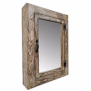 Solid Wood Whitewash Rustic Medicine Cabinet/Surface Mount/Handmade