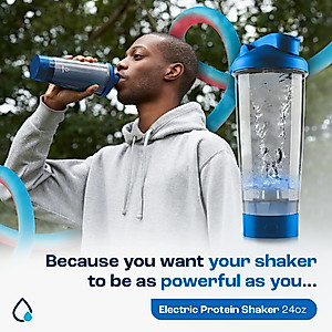 AQUAFIT Electric Protein Shaker Bottle - USB Rechargeable Shaker Bottles 24oz Shaker Bottles for Protein Mixes, Protein Mixer, Gym Accessories, Gadgets for Men (Blue)