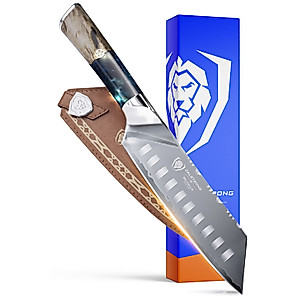 Dalstrong Valhalla Series Santoku Knife 7" Bundled with Slicing & Carving Knife 12" - w/Leather Sheath