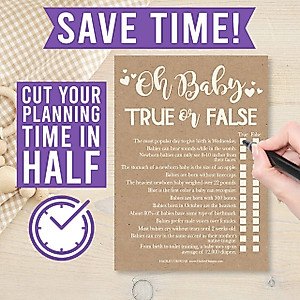 75 Rustic Who Knows Mommy Best, Baby Prediction and Advice Cards etc, 25 True Or False, Word Scramble For Baby Shower Ideas - 8 Double Sided Cards Baby Shower Games Funny, Baby Shower Party Supplies