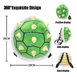 ZYPHYR Green Koopa Bowser Backpack Yellow Spiked Turtle Shell Daypack Cosplay Costume Accessory Prop Soft Stuffed Cartoon Toys 11.4''