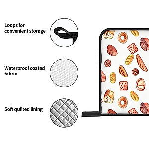 Painted Bread Oven Mitts and Pot Holders Sets 4pcs Heat Resistant Waterproof for Cooking Baking Grilling