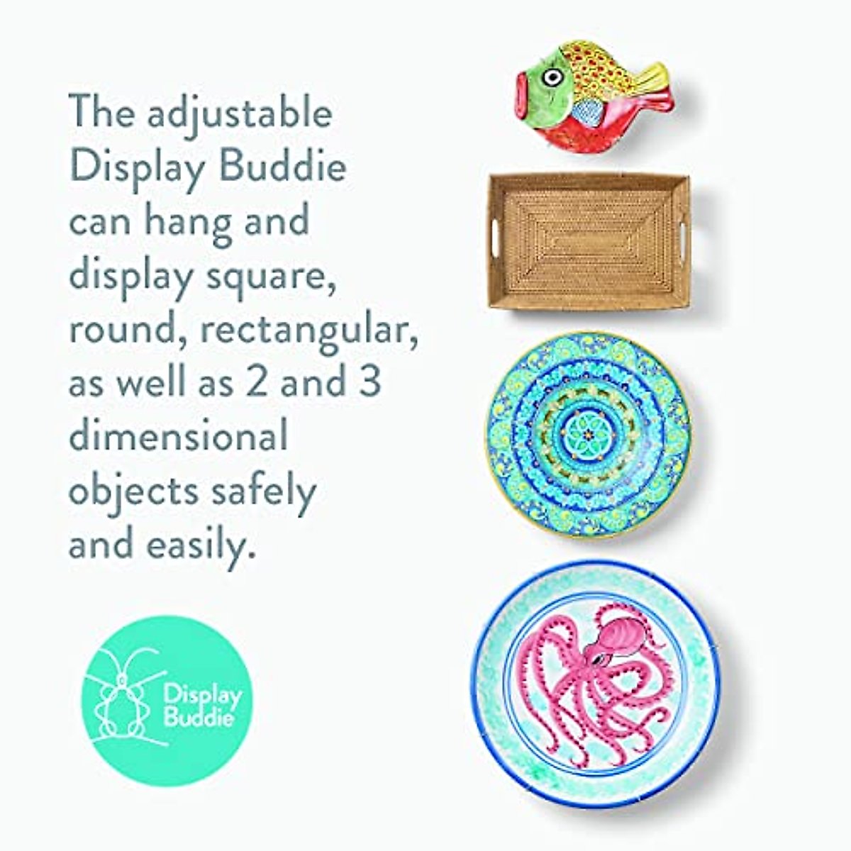 Display Buddie 3-Pak Extra-Large Adjustable Plate Hanger for Plates, Platters, Bowls & Oval, Square, Rectangular Objects up to 18"-24" Diameter and up to 10 lbs…