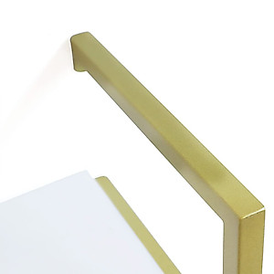 Wall Mounted Floating Shelves 4 Tier Wood Wall Shelves Bookshelf with Golden Metal Brackets-White Wood Shelves Set for Living Room Office Bedroom Kitchen