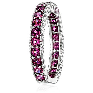 Sterling Silver Rhodolite Round Eternity Ring, Size 7