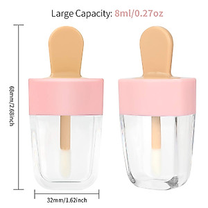 RONRONS 30 Pieces Pink Ice-cream Shaped Lip Gloss Tubes Cute Empty Lipgloss Container Plastic Mini Lipgloss Tubes with Wand DIY Cosmetics for Bulk Small Business, 8ml/0.27Oz