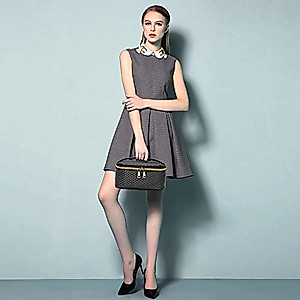 KTMOUW Makeup Bag 3 Pcs Waterproof Cosmetic Bag Set Portable Travel Multifunction Storage Organizer, Weave Toiletry Bag for Women and Girls, Black