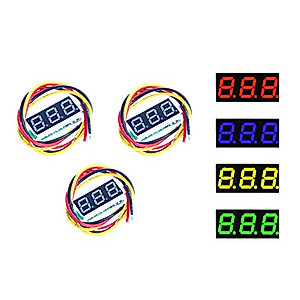 NOYITO 0.28 inches LED Ultra-Small DC Digital 0-100V Voltmeter 3-Wire Battery Voltage Tester Red Blue Yellow Green Four Colors Display 4.0-40 Volt Power Supply(Pack of 3) (Blue)