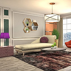 MRONextDay.com Set of 3 Wooden Wall Mounted Hexagon Floating Shelves, Hexagon Shelves Set for Kitchen, Living Room, Bedroom, Hexagon Shelves for Decorations (Honey Oak)