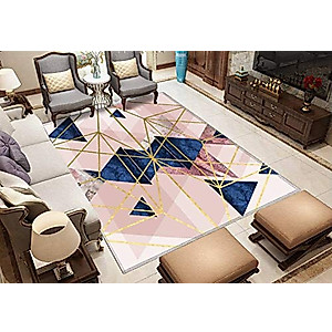 Blush Pink and Navy Geometric Perfection Area Rugs Non-Slip Floor Mat Doormats Home Runner Rug Carpet for Bedroom Indoor Outdoor Kids Play Mat Nursery Throw Rugs Yoga Mat
