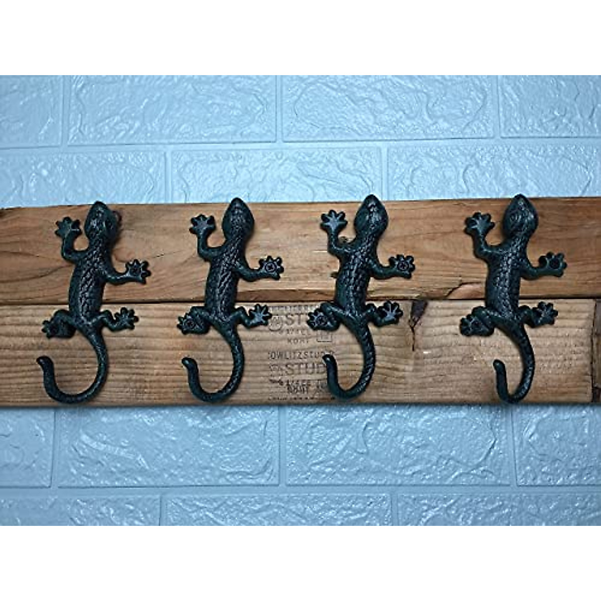 HWHP Zone - Wall Hooks Decorative Cast Iron Animal Gecko Shape Hooks Wall Mounted for Home Office Foyer Hallway Pool Garden Garage Indoor Outdoor Used, Hand Made, Gifts.