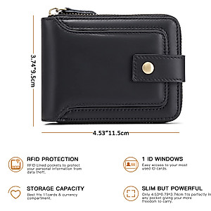 GOIACII Genuine Leather Wallet for Men RFID Blocking Men Wallet with Zipper Coin Pocket ID Window