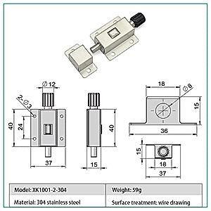 Door Flush Bolt 2.7 Inch Stainless Steel Door Bolt Button for Automatically Pop-up Door Security Safety Locks 1Pcs