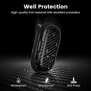 Earbud Case, RISETECH Earphone Carrying Case Holder EVA Headphone Storage Bag Small Zipper Pouch Compatible for EarPods, AirPods, Beats Flex, Urbeats3, Bose Wireless Earbuds -with Carabiner