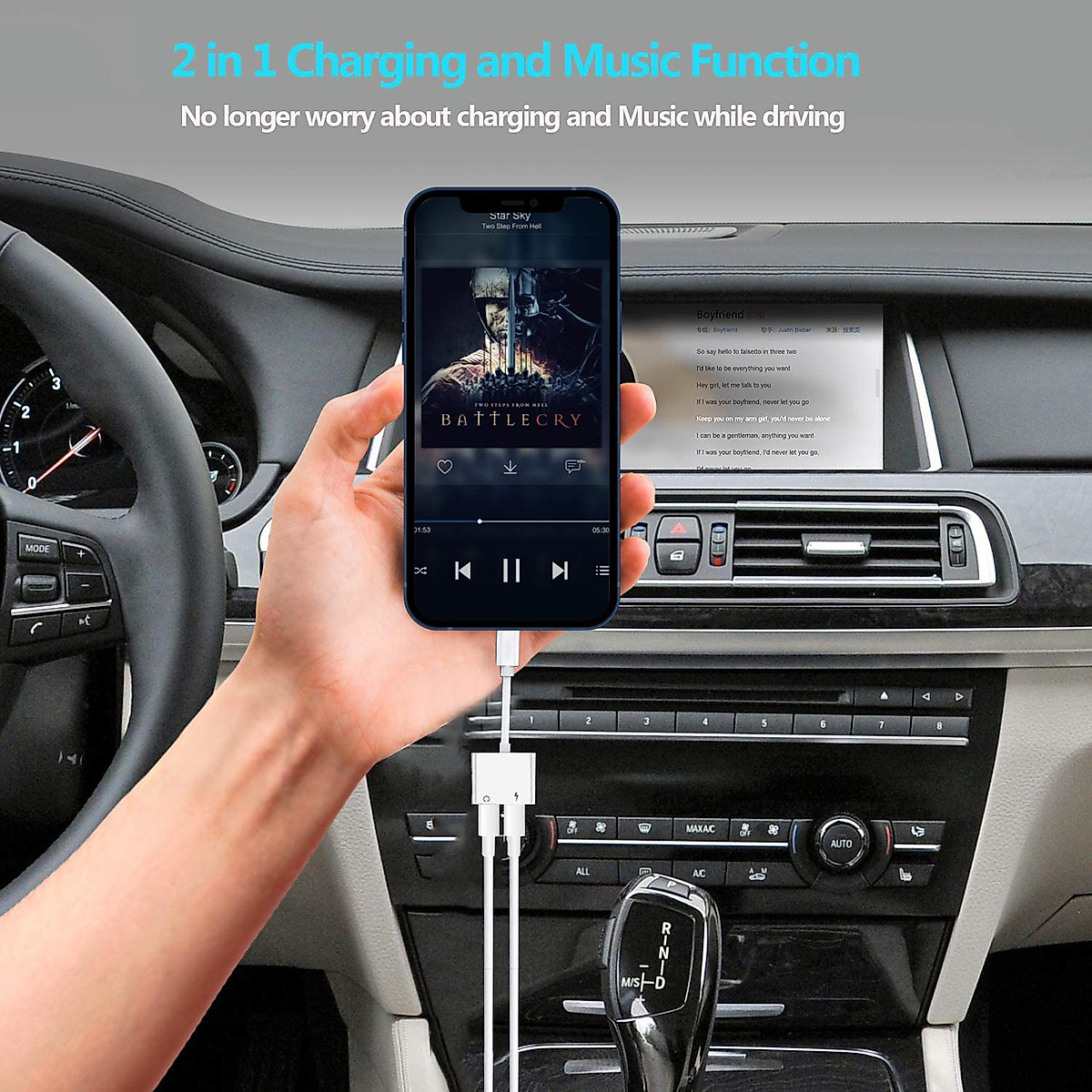 Apple MFi Certified 2 in 1 Dual Lightning Aux Charge Adapter, iPhone Headphones Splitter for iPhone 13 12 11 XS XR X 8 7 6 Support Audio+Charge+Call+Music Volume Control - 2 Pack