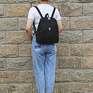 KKXIU Women Backpack Purse Casual daypacks for ladies Synthetic Leather Shoulder Bag (Medium, Black)