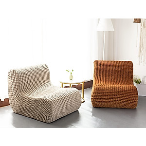 N&V Single Seated Foam Sofa, Armless Floor Sofa, One Piece High Density Foam, Removable and Machine Washable Cover, Caramel