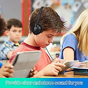 Frienda 48 Pack Classroom Headphones on Ear Wired Stereo Headset with 3.5mm Jack, Over The Head Student Earphone Set for Kids Adults School Library Airplane Computer Laptop, No Microphone (Black)