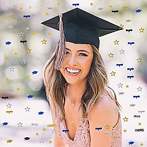 Graduation Party-Decorations Navy-Blue Gold-Silver Confetti - Congrats,Grad,Star,Graduation Cap,Diploma Table Decor Confetti Graduation 2023 Lasting Surprise